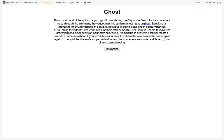 Ghost ― Perchance Generator