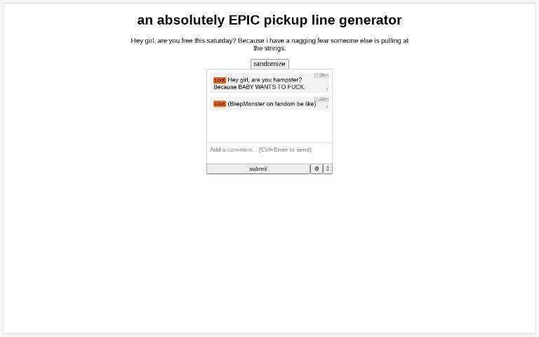 an absolutely EPIC pickup line generator