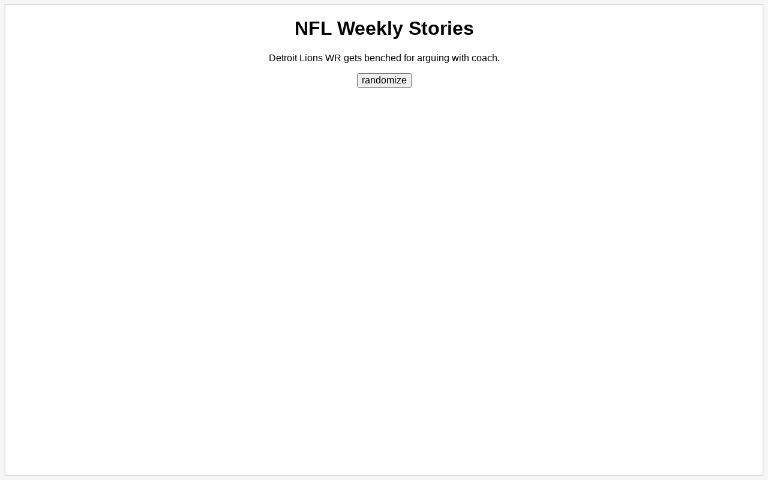 NFL Weekly Stories ― Perchance Generator