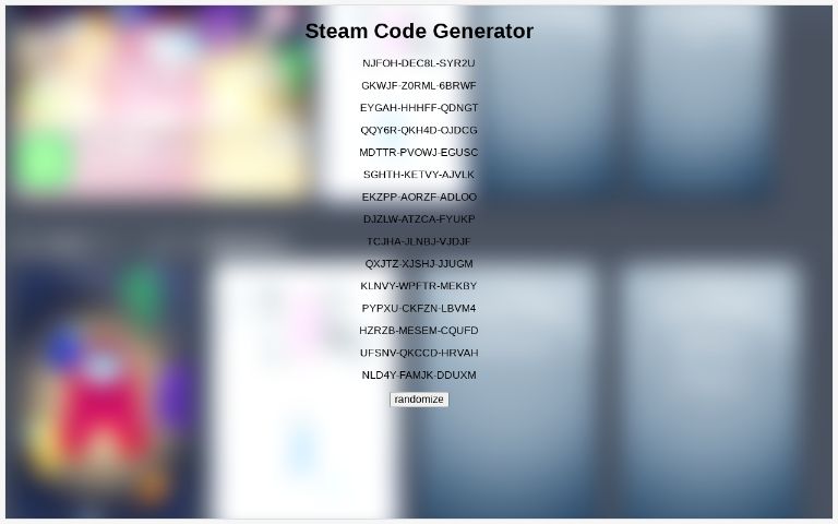 Steam Code Generator