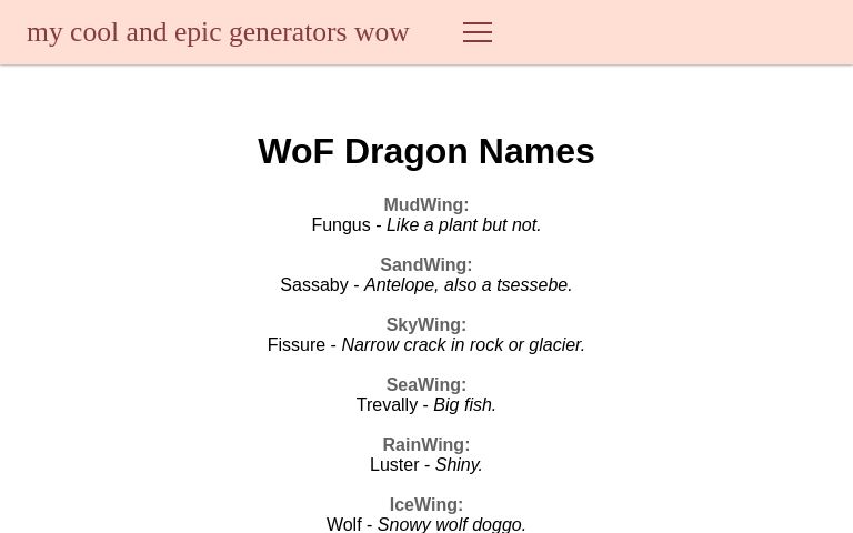 WoF Dragon Names ― Perchance Generator