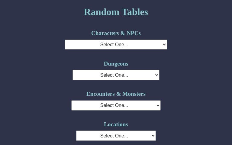 Random Tables ― Perchance Generator