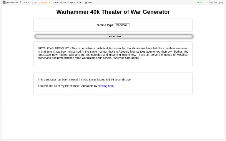 Warhammer 40k Theater of War Generator