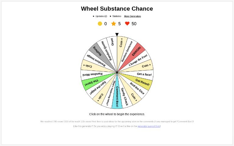 Wheel Substance Chance ― Perchance Generator