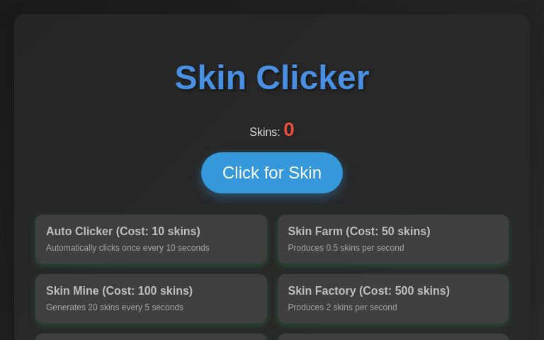 Skin Clicker ― Perchance Generator