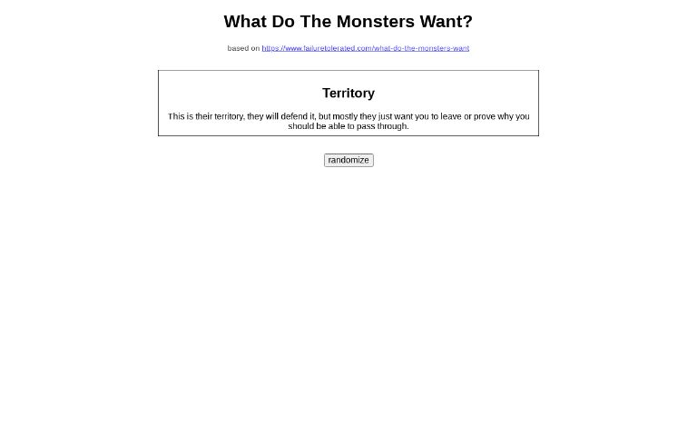 What Do The Monsters Want? ― Perchance Generator