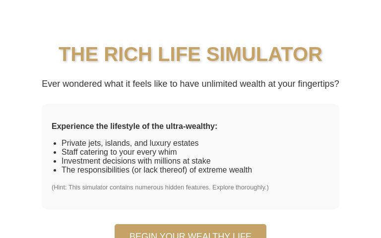 THE RICH LIFE SIMULATOR ― Perchance Generator