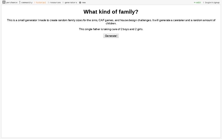 What kind of family? ― Perchance Generator