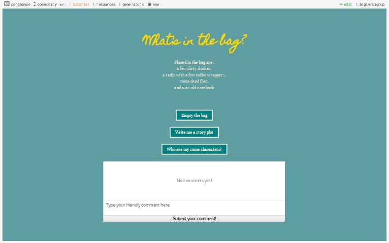 What's in the bag? ― Perchance Generator