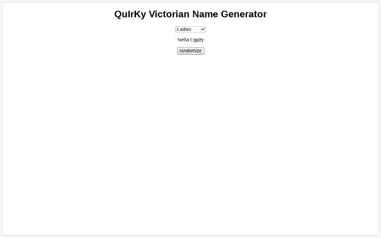 QuIrKy Victorian Name Generator