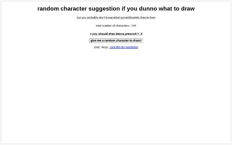 random character suggestion if you dunno what to draw ― Perchance Generator