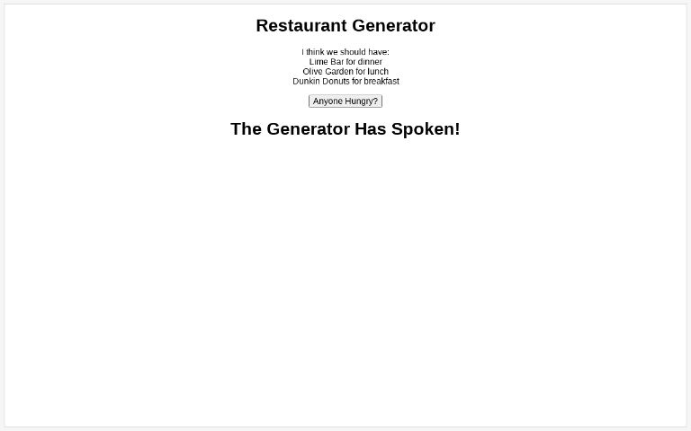 Restaurant Generator