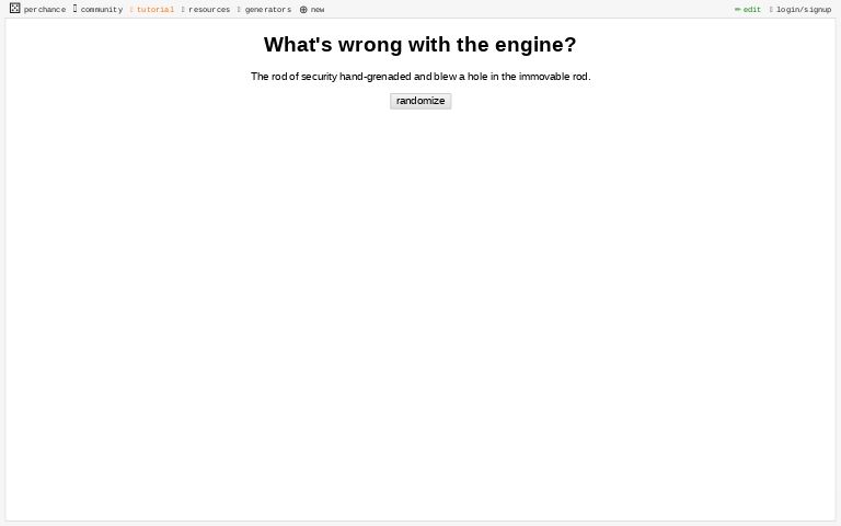 What's wrong with the engine? ― Perchance Generator