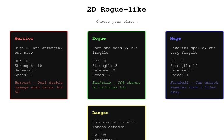2D Rogue-like ― Perchance Generator
