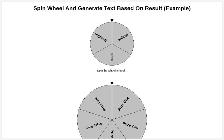 Spin Wheel And Generate Text Based On Result (Example)