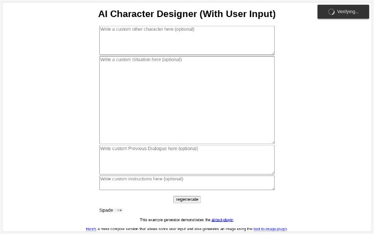 AI Character Designer (With User Input) ― Perchance Generator