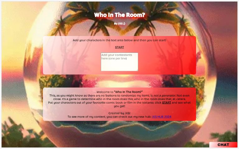 Who In The Room? ― Perchance Generator