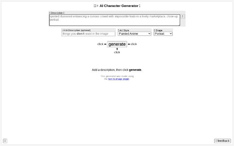 AI Character Generator (free, no sign-up, no limits)