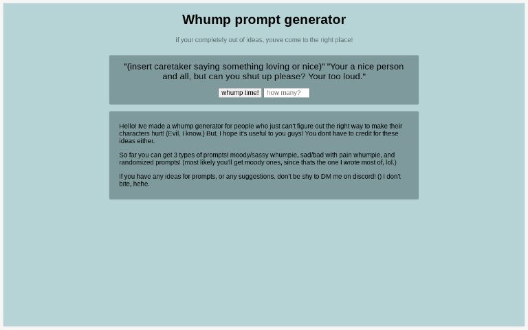 Whump prompt generator