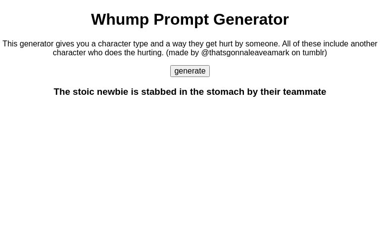 Whump Prompt Generator