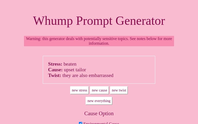 Whump Prompt Generator
