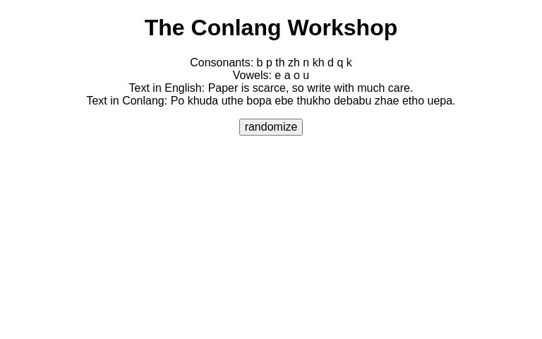 The Conlang Workshop ― Perchance Generator