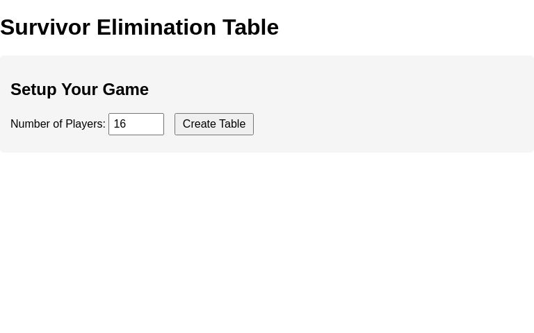 Survivor Elimination Table ― Perchance Generator