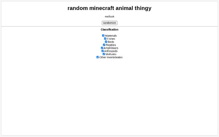 random minecraft animal thingy ― Perchance Generator