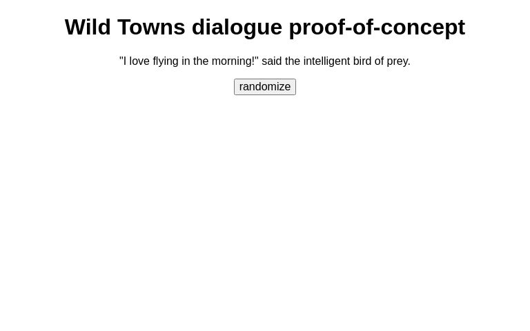 Wild Towns dialogue proof-of-concept ― Perchance Generator