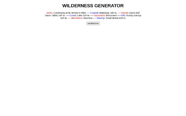 WILDERNESS GENERATOR