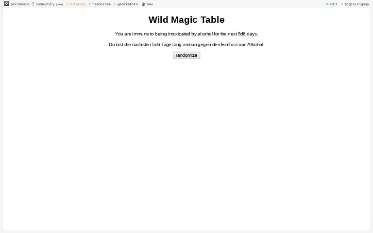Wild Magic Table ― Perchance Generator