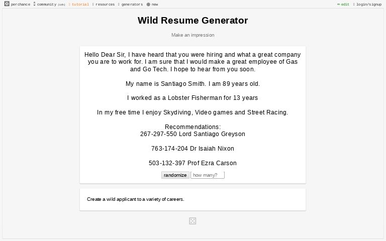 Wild Resume Generator