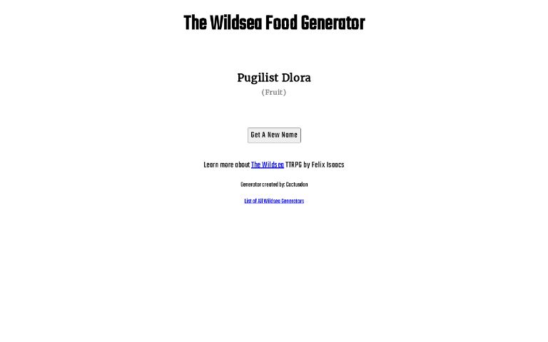 The Wildsea Food Generator