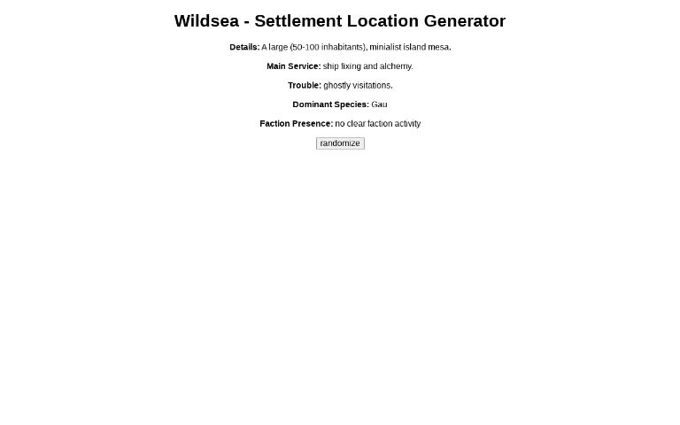 Wildsea - Settlement Location Generator