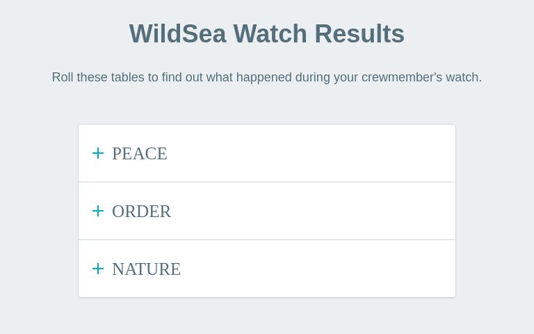 WildSea Watch Results ― Perchance Generator