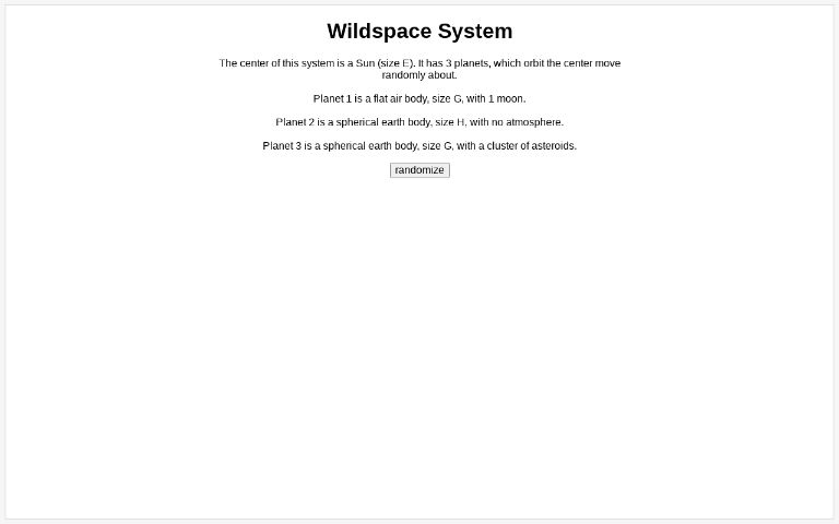 Wildspace System ― Perchance Generator