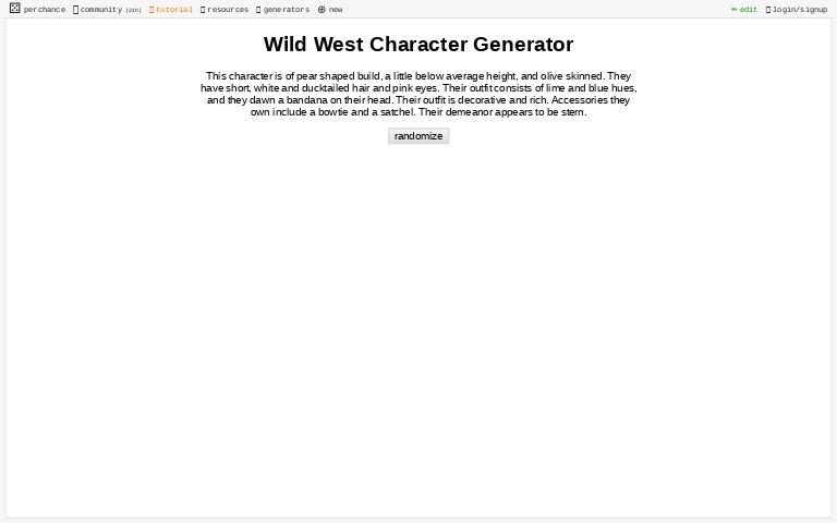 Wild West Character Generator