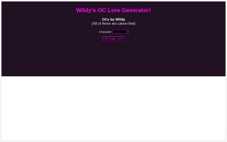 Wildy's OC Lore Generator!
