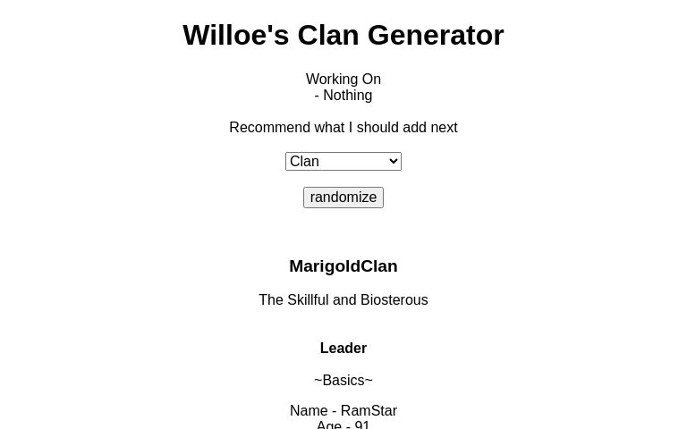 Willoe's Clan Generator