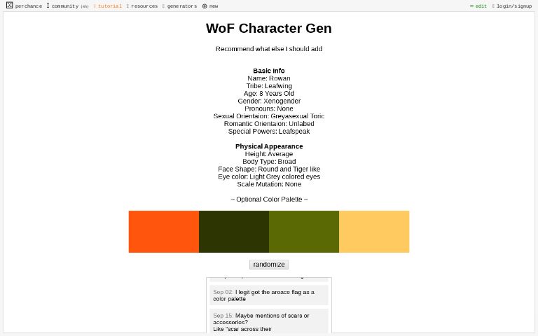 WoF Character Gen