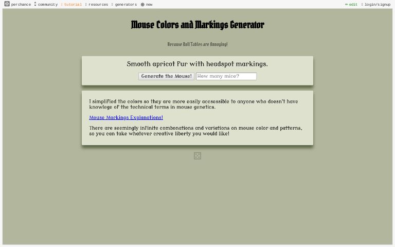 Mouse Colors and Markings Generator