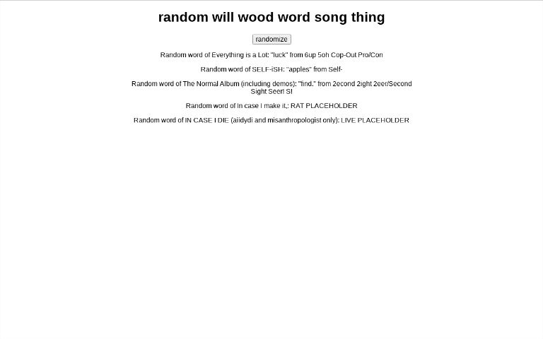 random will wood word song thing ― Perchance Generator