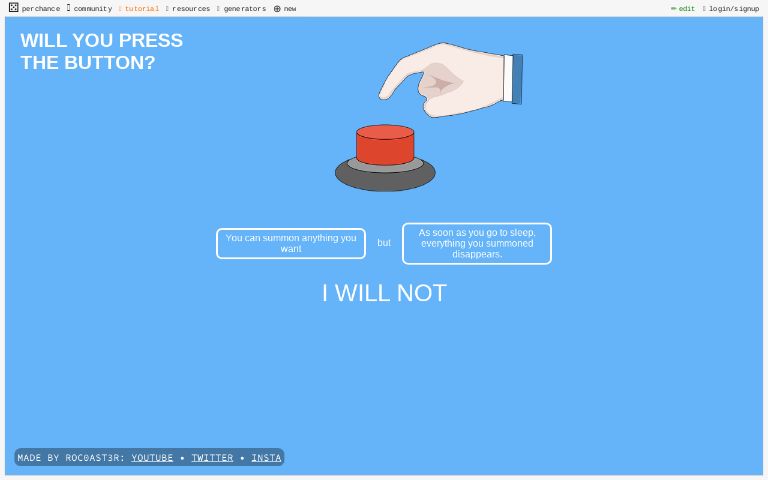 Will You Press The Button? ― Perchance Generator