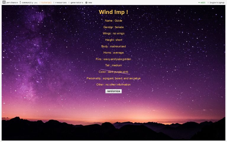 Wind Imp ! ― Perchance Generator