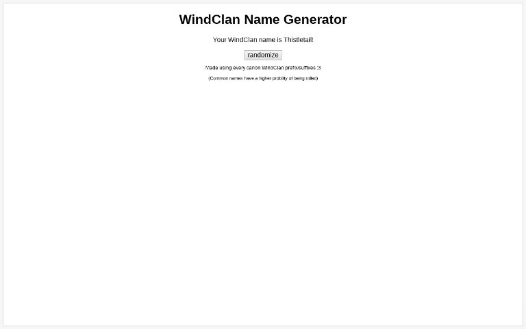 WindClan Name Generator