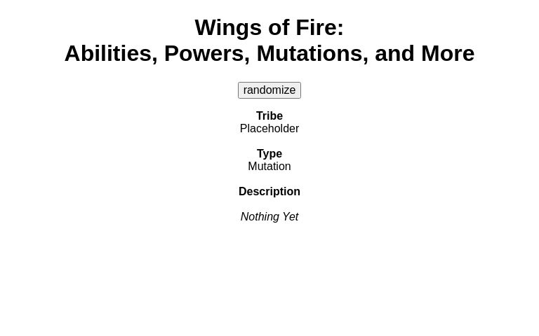 Wings of Fire: Abilities, Powers, Mutations, and More ― Perchance Generator