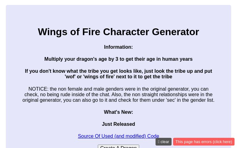 Wings of Fire Character Generator