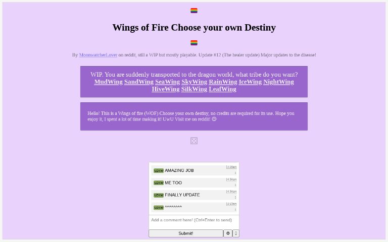 Wings Of Fire Choose Your Own Destiny ― Perchance Generator