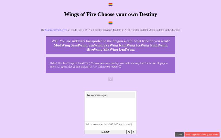 Wings of Fire Choose your own Destiny ― Perchance Generator