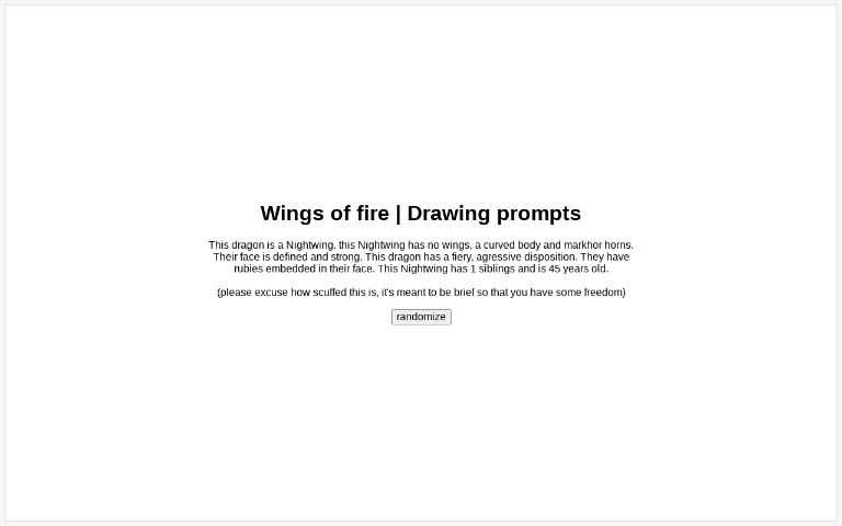 Wings of fire | Drawing prompts ― Perchance Generator